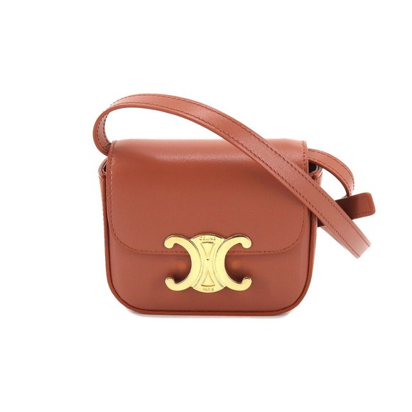 Celine | Bags | Celine Celine Mini Triomphe Shoulder Bag Leather Brown ...